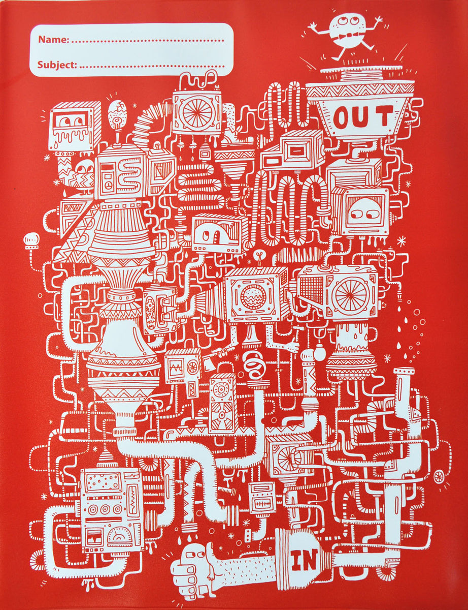 Book Cover A4 Spencil Red Maze – Oscar & Pixie